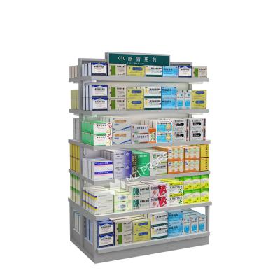 China JYaS-YZ-04 Medicine Store Display Counter Central Island Cabinet Pharmacy Display Rack For Store Display For Products for sale
