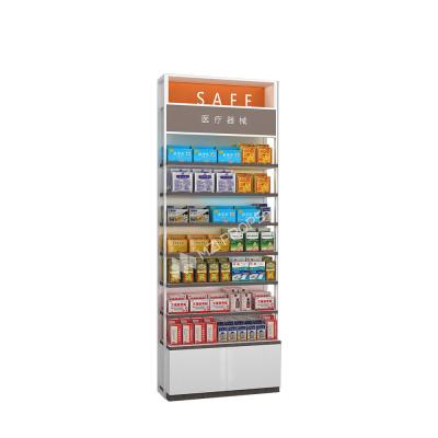 China MDF Wood Pharmacy Medicine Rack Visual Merchandising Ideas For Retail Stores for sale