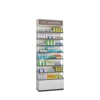 China Compact Convenience Store Display Racks Pharmacy Shelf Solid Wood for sale