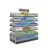 China Retail Medicine Pharmacy Racking System VM Displays Cabinet Glossy Boards for sale
