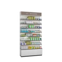 China Compact Convenience Store Display Racks Pharmacy Shelf Solid Wood for sale