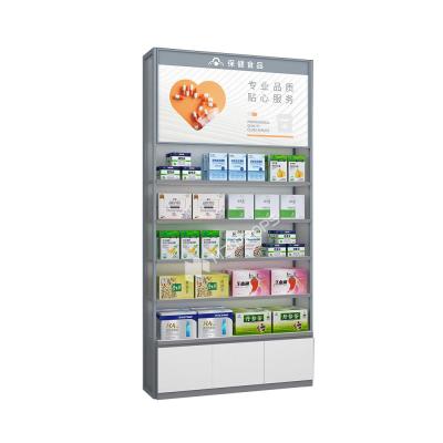 China Medicine Shop Pharmacy Shelving Systems Supermarket Gondola Counter for sale
