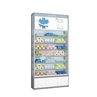 China Medicine Pharmacy Shelving Systems Glass Cabinet Display Showcase For Shop for sale
