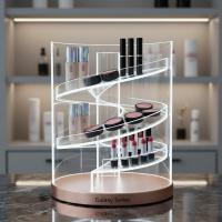 China Modern Cosmetic Display Rack with 4 Spacious Shelves and Key Lock Security in Gray Glossy Laminated Board for sale