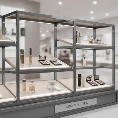 China Powder Coated Beauty Display Cabinet with 50kg Per Shelf Capacity and 120cm X 60cm X 180cm Dimensions for sale