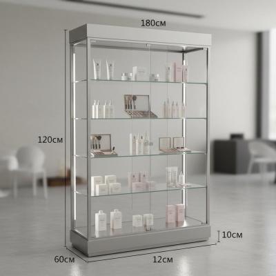China 50kg Per Shelf Beauty Display Cabinet with Tempered Glass And Stainless Steel 120cm X 60cm X 180cm Store Display Showcase for sale