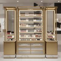 China Store Display Showcase with 50kg Per Shelf Capacity Powder Coated Finish and LED Strip Lighting for Beauty Display Cabinet for sale