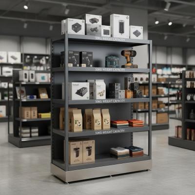 China Powder Coated Store Display Showcase with 50kg Per Shelf Capacity and Tempered Glass Stainless Steel Construction for sale
