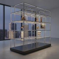 China Adjustable Height Store Display Showcase with Tempered Glass and Stainless Steel Featuring LED Strip Lights for sale