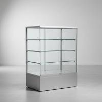 China Powder Coated Store Display Showcase with Gray Glossy Laminated Board and 1800*1800*2000 mm Dimensions for sale