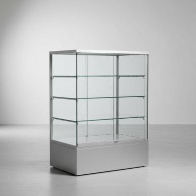 China Powder Coated Store Display Showcase with Gray Glossy Laminated Board and 1800*1800*2000 mm Dimensions for sale