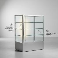 China Tempered Glass Adjustable Height Store Display Showcase with LED Strip Illumination System for sale
