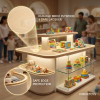 China Interactive Toy Display Table Birch Plywood Play Zone Baby Store Furniture for Retail Shop for sale