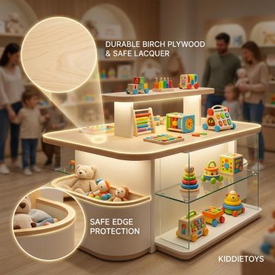 China Interactive Toy Display Table Birch Plywood Play Zone Baby Store Furniture for Retail Shop for sale