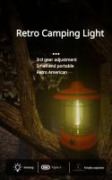 China Outdoor retro American camping light 3 gears adjustable USB rechargeable portable camping tent flashlight for sale