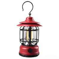 China Outdoor retro American camping light 3 gears adjustable USB rechargeable portable camping tent flashlight for sale