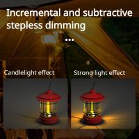 China Outdoor retro American camping light 3 gears adjustable USB rechargeable portable camping tent flashlight for sale