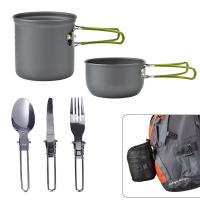 China Outdoor Amenities Outdoor pot set for 1-2 people Portable camping cookware with cutlery for sale