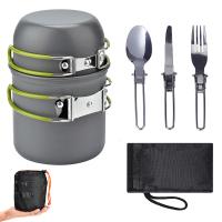 China Outdoor Amenities Outdoor pot set for 1-2 people Portable camping cookware with cutlery for sale