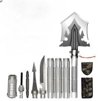 China Outdoor multifunctional military shovel, camping survival, mountaineering, fishing, four section shovel, foldable garden for sale