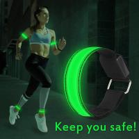 China Rechargeable led luminous arm with LED reflective bracelet luminous with fun run outdoor sports running lights for sale