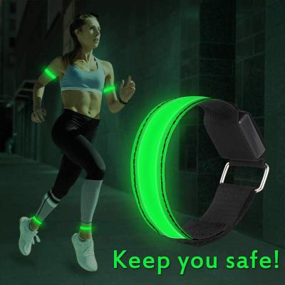 China Rechargeable led luminous arm with LED reflective bracelet luminous with fun run outdoor sports running lights for sale