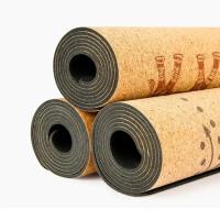 China Eco Friendly Cork Alignment Yoga Mat and Block Set Custom Print Rubber Large Thick for Working Out Stretching for sale