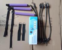 China Pilates Bar Kit with Resistance Bands Home Gym Workout Bar Portable 3-Section Exercise Pilates Sticks Bar for sale