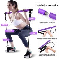 China Pilates Bar Kit with Resistance Bands Home Gym Workout Bar Portable 3-Section Exercise Pilates Sticks Bar for sale