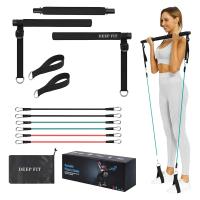 China Pilates Bar Kit with Resistance Bands Home Gym Workout Bar Portable 3-Section Exercise Pilates Sticks Bar for sale