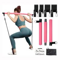 China Pilates Bar Kit with Resistance Bands Home Gym Workout Bar Portable 3-Section Exercise Pilates Sticks Bar for sale