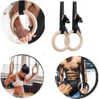 China Body Workout Exercise adjustable strap wooden gym ring Gymnastics Rings for sale