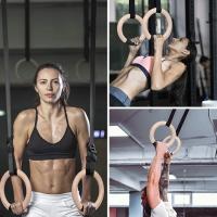 China Body Workout Exercise adjustable strap wooden gym ring Gymnastics Rings for sale