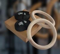 China High Quality Wood Adjustable Straps Pull Gym Gymnastic Rings Wooden fitness ring for sale