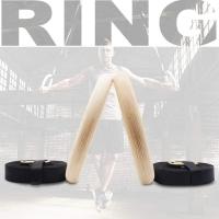 China Custom logo Fitness Strength Training Wooden Gym Ring with Adjustable Nylon Straps for sale
