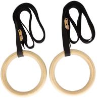 China gymnastic rings wood 32mm Wooden Gym Rings with Enhanced Flexible Buckles & Durable Adjustable Straps for sale