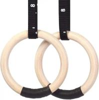 China gymnastic rings wood 32mm Wooden Gym Rings with Enhanced Flexible Buckles & Durable Adjustable Straps for sale