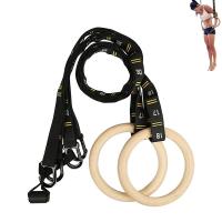China Body Building Adjustable Strap Core Strength Exercise Gymnastic Wooded Gym Rings for sale