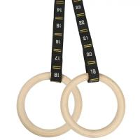 China Body Building Adjustable Strap Core Strength Exercise Gymnastic Wooded Gym Rings for sale