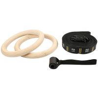 China Body Building Adjustable Strap Core Strength Exercise Gymnastic Wooded Gym Rings for sale