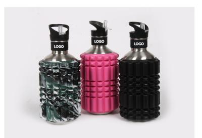 China Fashion Multi-function drinking sports water roller bottle foam roller water bottle for sale