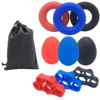 China Custom Silicone Hand Grip Strengthener Workout Kit 9 Pack Silicone Hand Gripper Ring, Finger Stretcher,Stress Relief Gri for sale