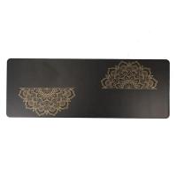 China Eco Friendly Private Label Custom Wholesale 4mm Hot Gold Stamping UV Printing Black Natural Rubber PU Leather Yoga Mat for sale