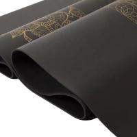 China Eco Friendly Private Label Custom Wholesale 4mm Hot Gold Stamping UV Printing Black Natural Rubber PU Leather Yoga Mat for sale