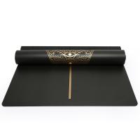 China Custom Wholesale Hot Gold Stamping UV Printing Natural Rubber Black PU Yoga Mats for sale