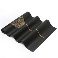 China Custom Wholesale Hot Gold Stamping UV Printing Natural Rubber Black PU Yoga Mats for sale