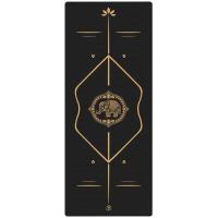 China Custom Wholesale Hot Gold Stamping UV Printing Natural Rubber Black PU Yoga Mats for sale