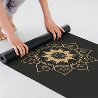 China Custom Wholesale Hot Gold Stamping UV Printing Natural Rubber Black PU Yoga Mats for sale