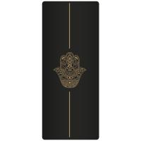 China Custom Wholesale Hot Gold Stamping UV Printing Natural Rubber Black PU Yoga Mats for sale