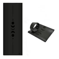 China Custom Design Embosed Laser Printed Natural Rubber Black PU Yoga Mats with yoga wheel for sale